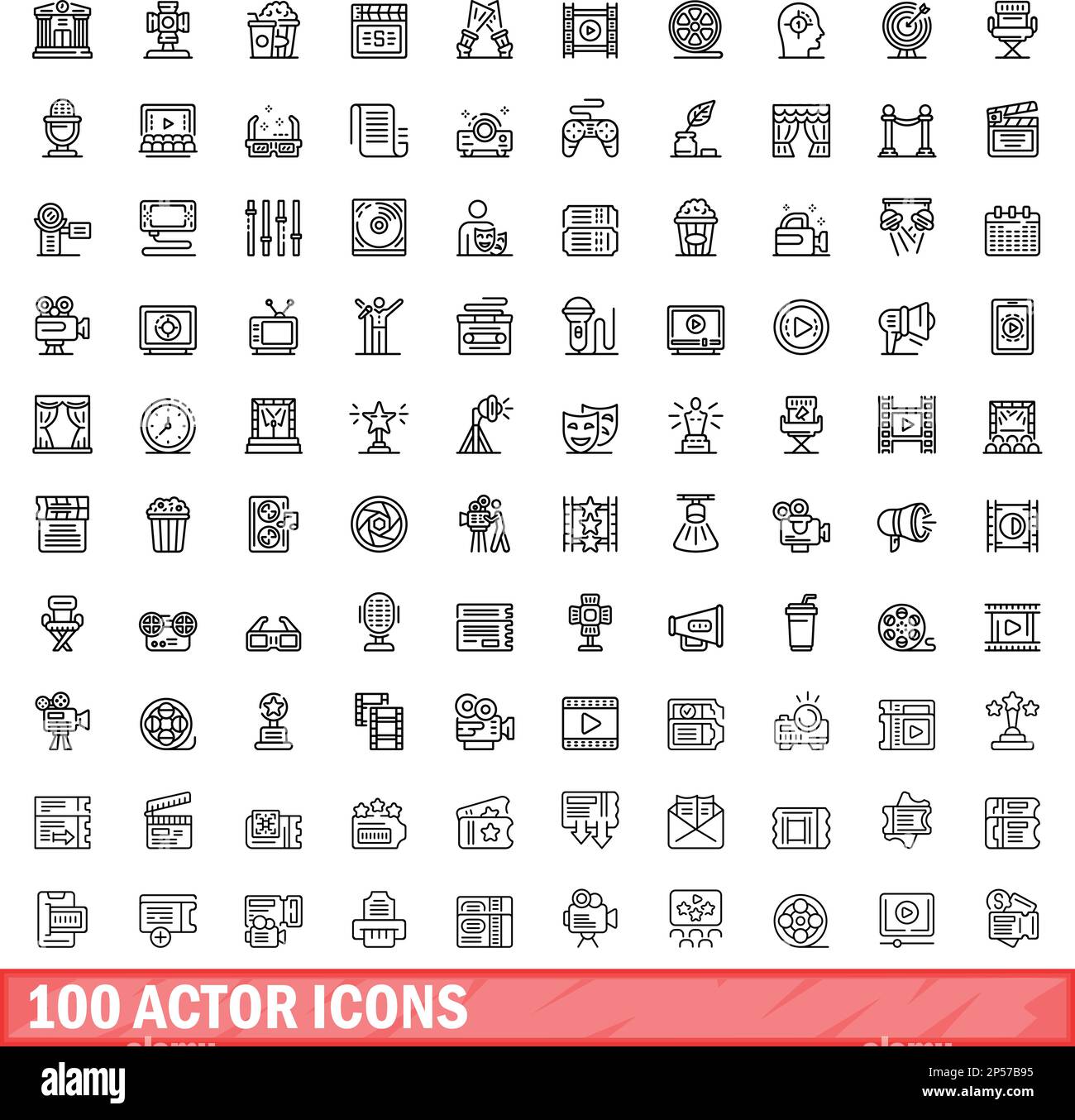 100 actor icons set. Outline illustration of 100 actor icons vector set ...