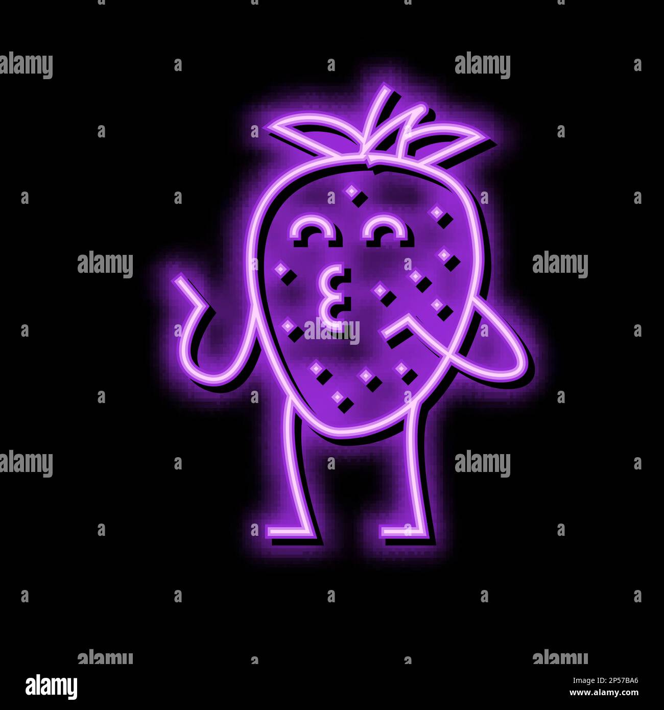 strawberry character neon glow icon illustration Stock Vector Image ...