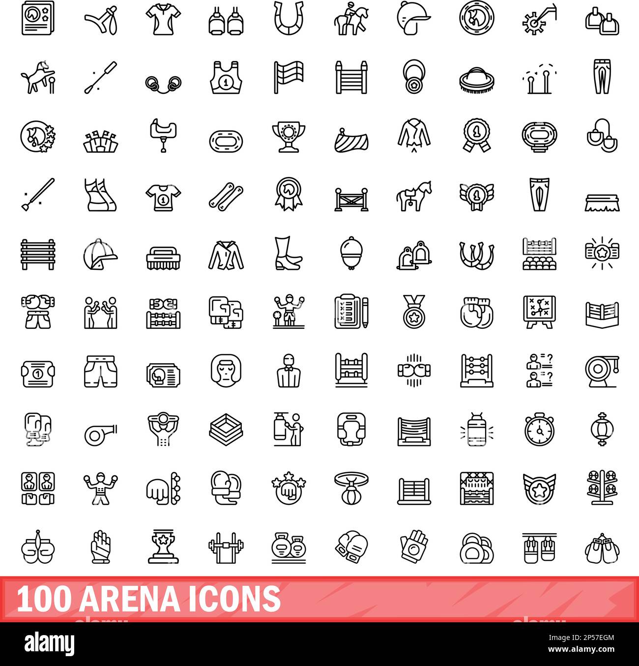 100 arena icons set. Outline illustration of 100 arena icons vector set ...