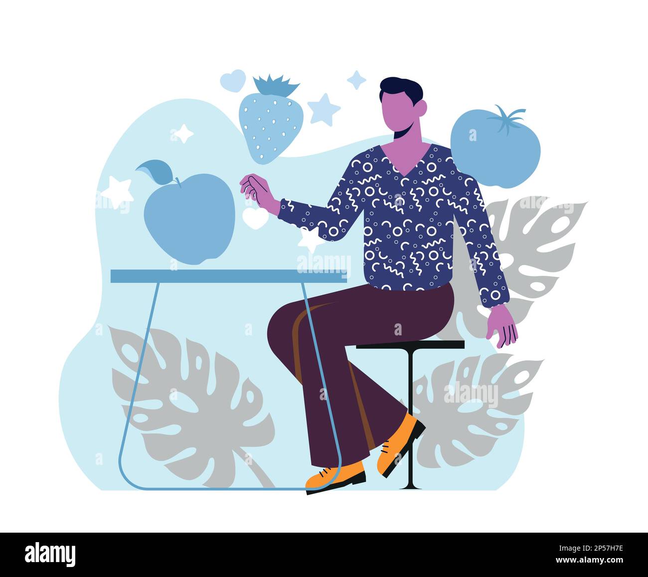 Healthy eating concept guy Stock Vector Images - Alamy