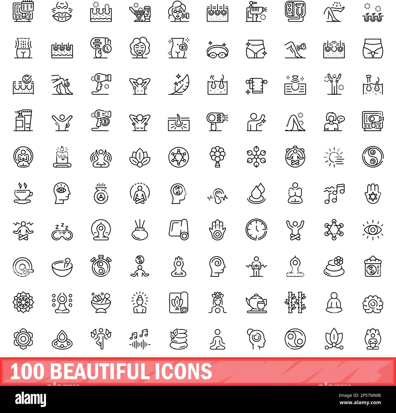 100 beautiful icons set. Outline illustration of 100 beautiful icons ...