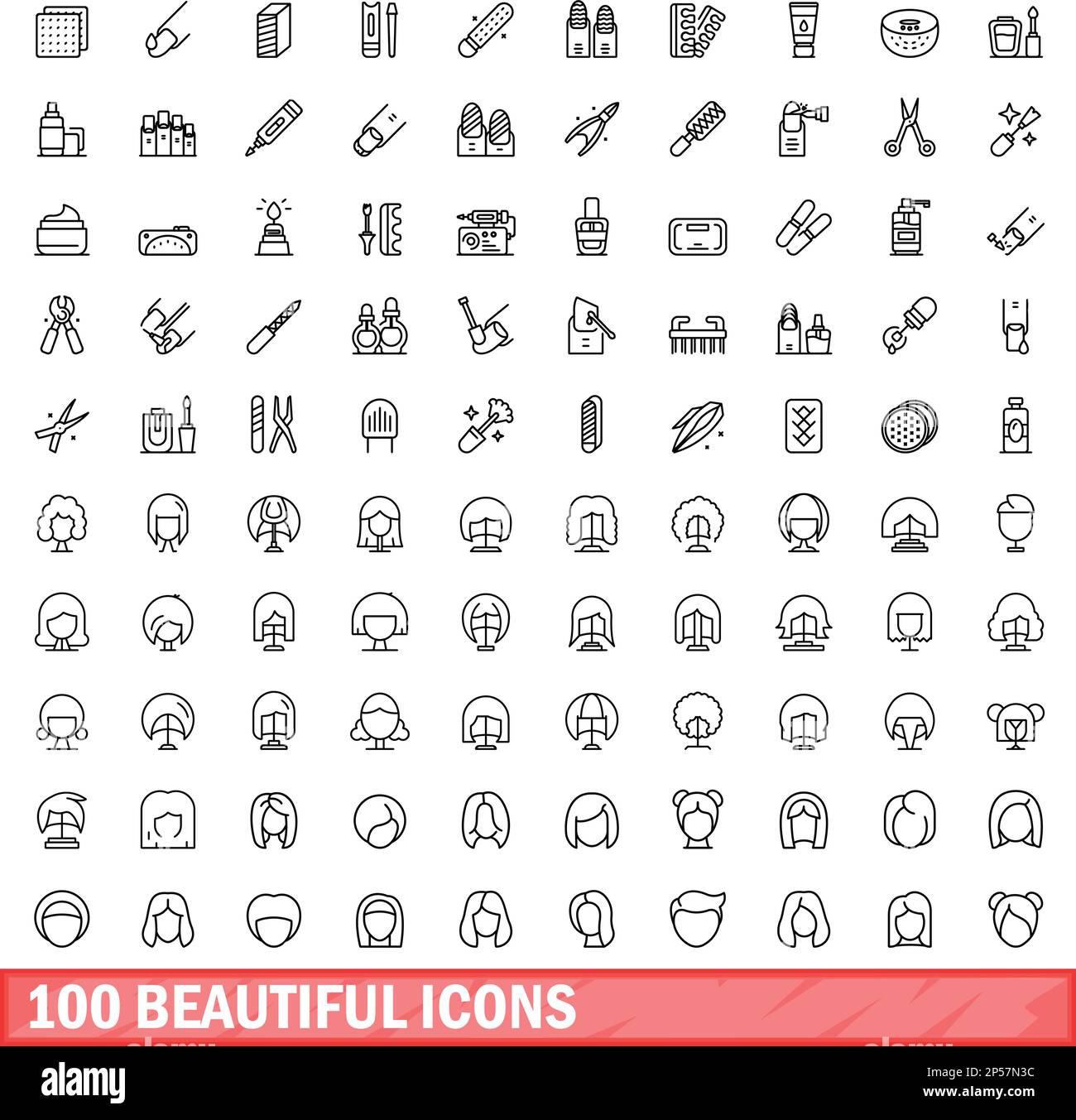 100 beautiful icons set. Outline illustration of 100 beautiful icons ...
