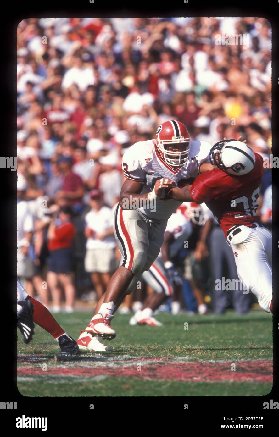 Richard Seymour of the Georgia Bulldogs shown in action during the 2000 ...