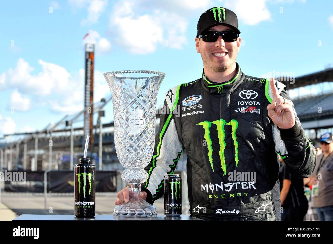 Kyle Busch, Monster Energy Toyota Camry celebrates his win in Victory ...