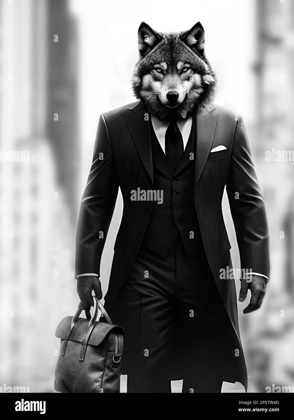 Man in the form of a wolf with Suit and tie , The wolf person , animal ...