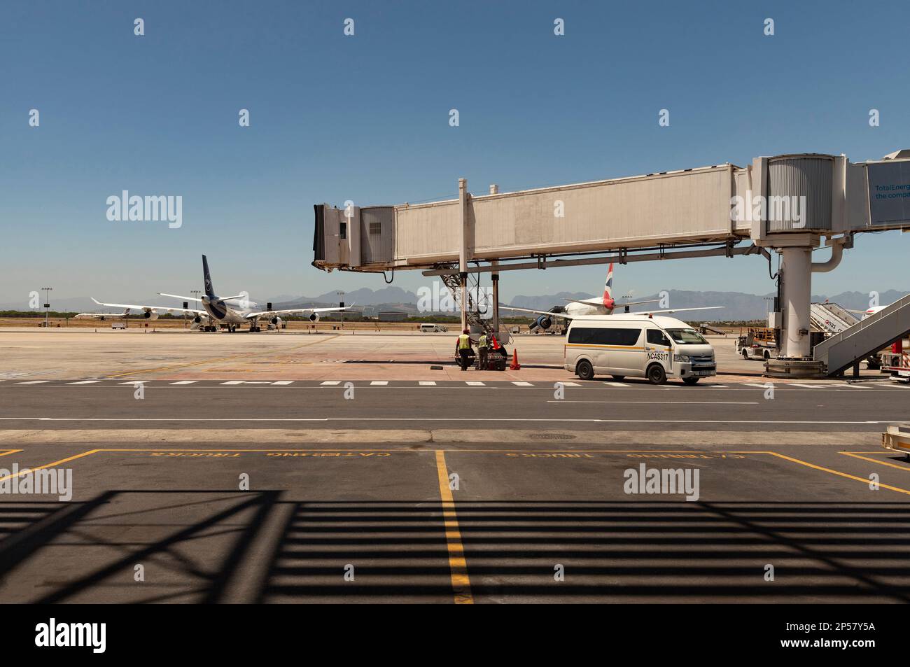 Cape Town, South Africa. 2023. Ground operations activity at Cape Town International airport ...