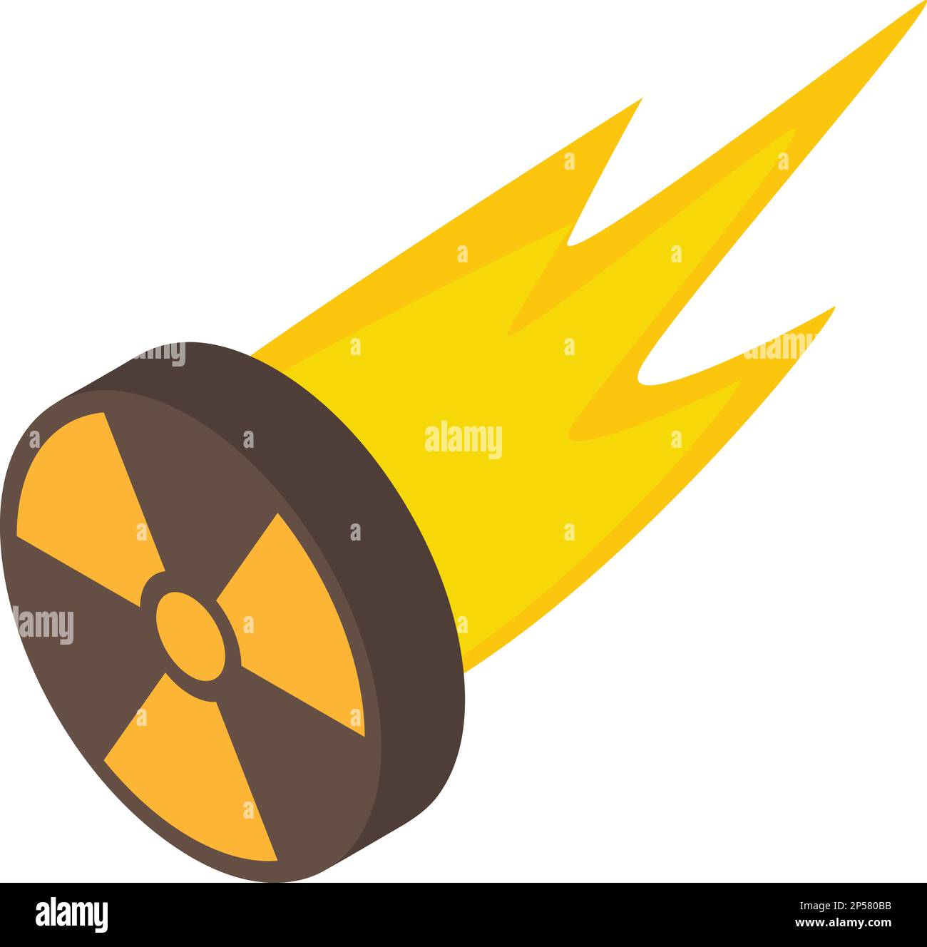 Radiologic contamination icon isometric vector. Fiery radioactive ...