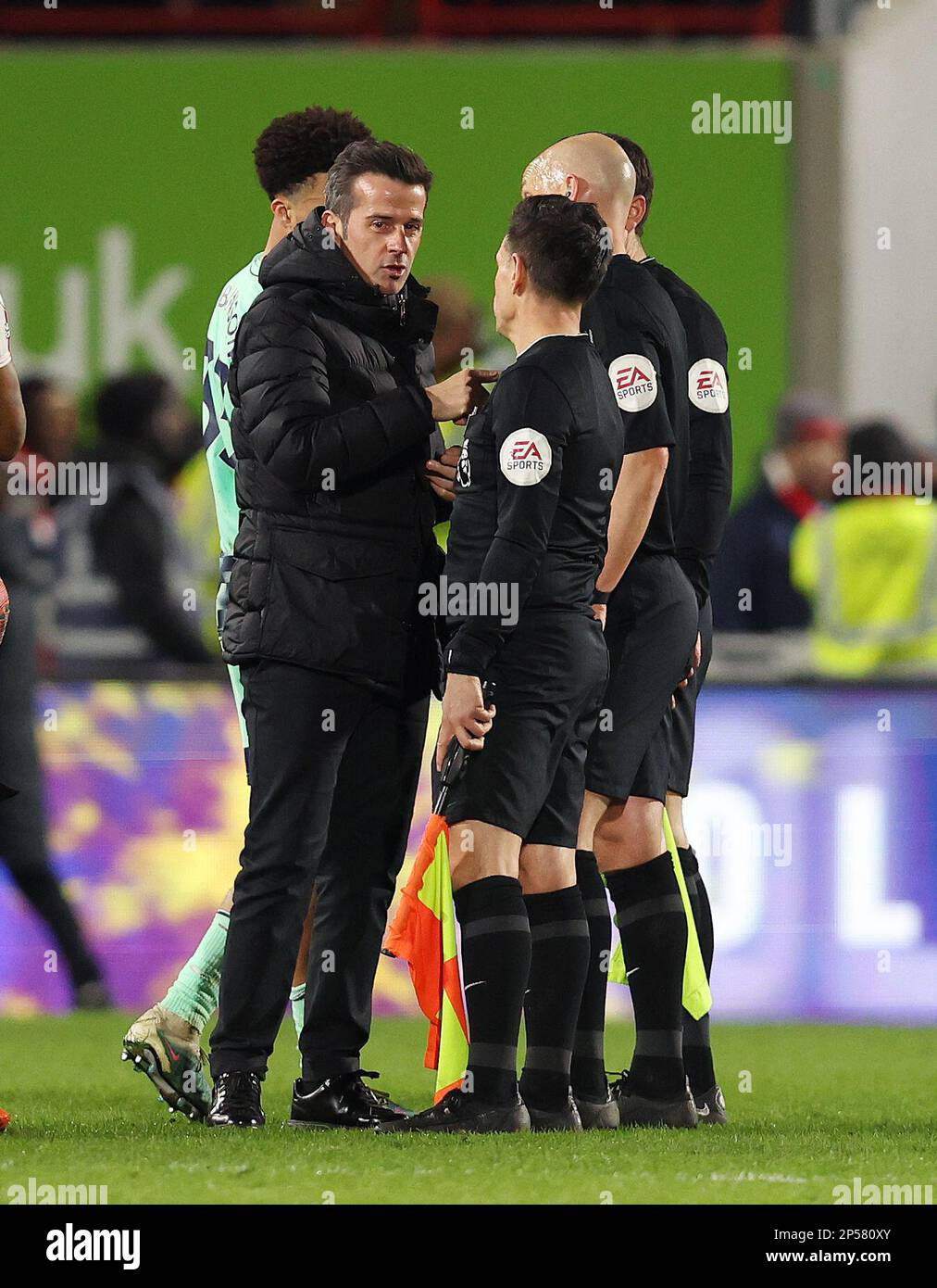 London, England, 6th March 2023. Marco Silva, Manager of Fulham talks ...