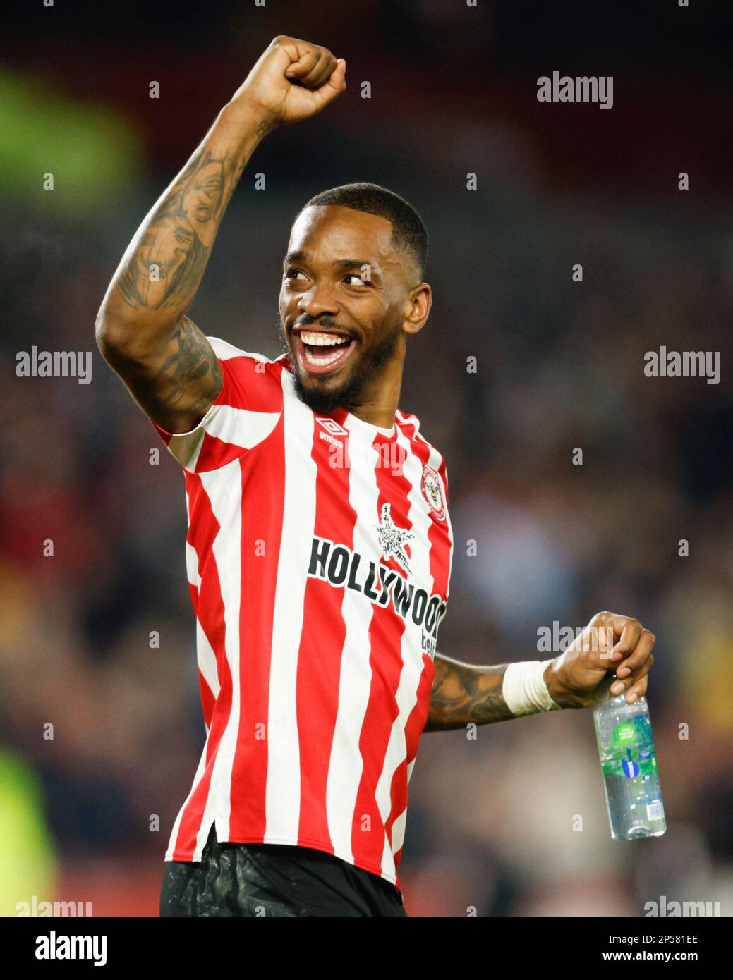 Brentford's Ivan Toney gestures to the crowd following the English ...