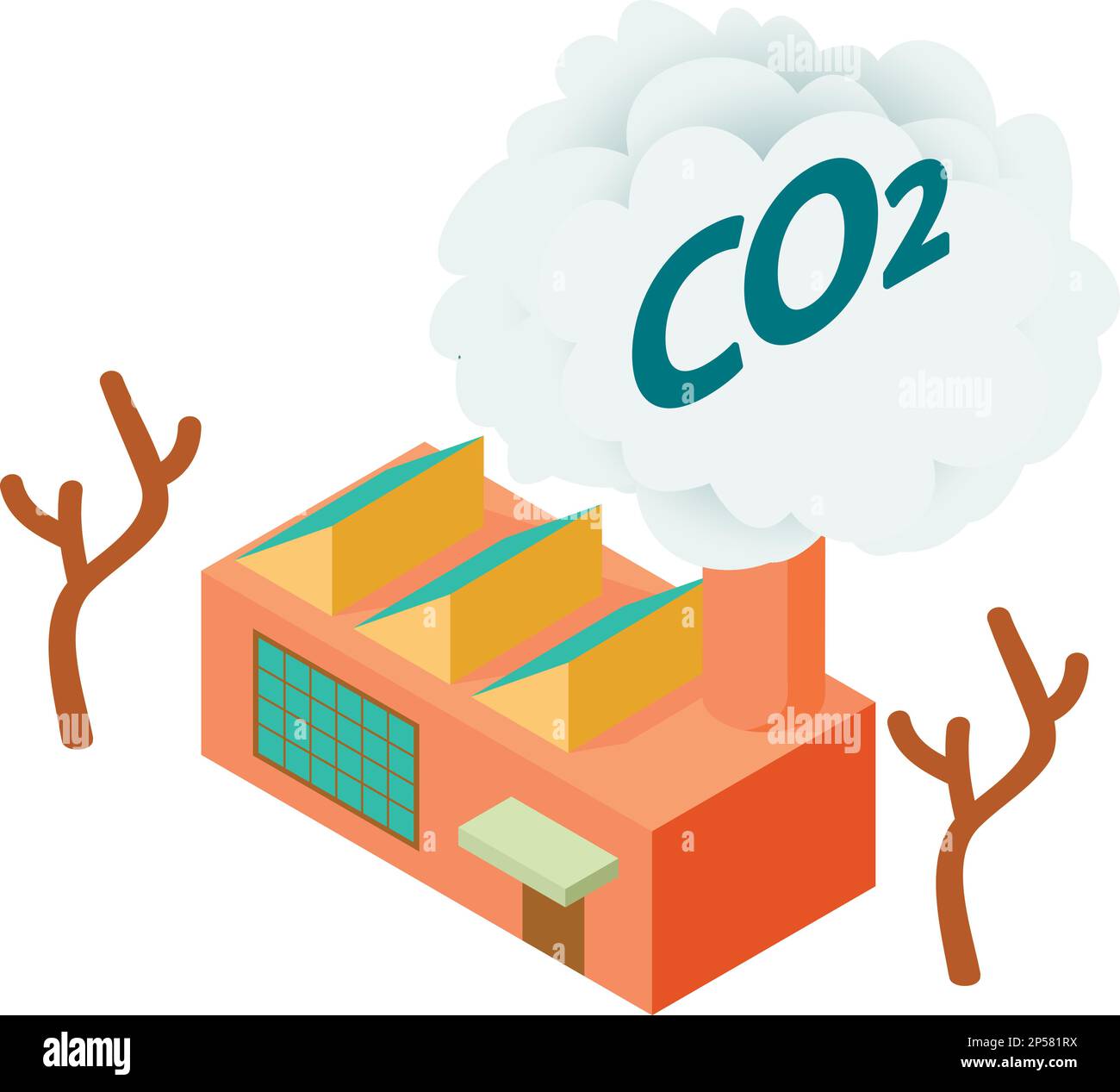 Industrial pollution icon isometric vector. Factory with carbon dioxide ...