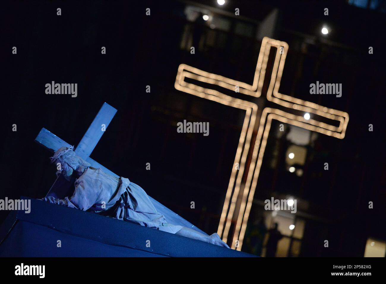 An actor plays the role of Jesus Christ during the Stations of the ...