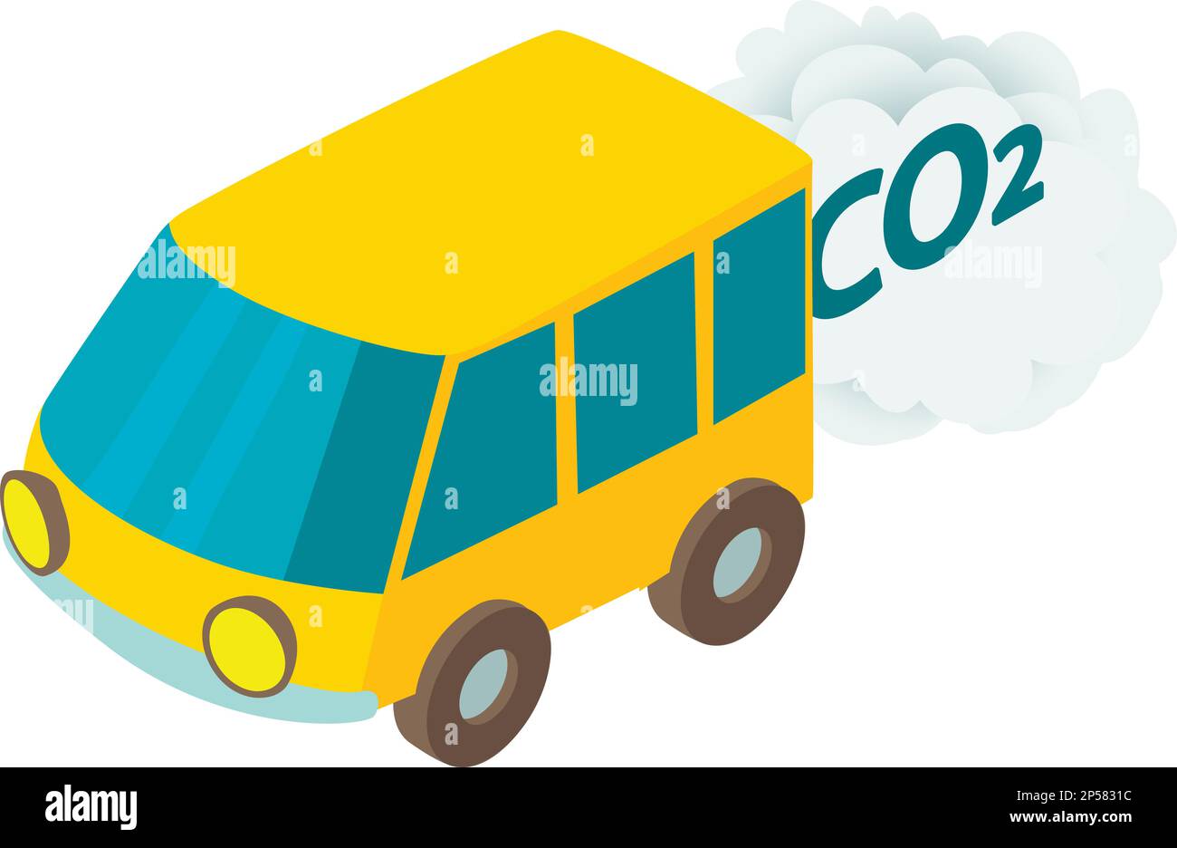 Air pollution icon isometric vector. New yellow car with cloud of ...