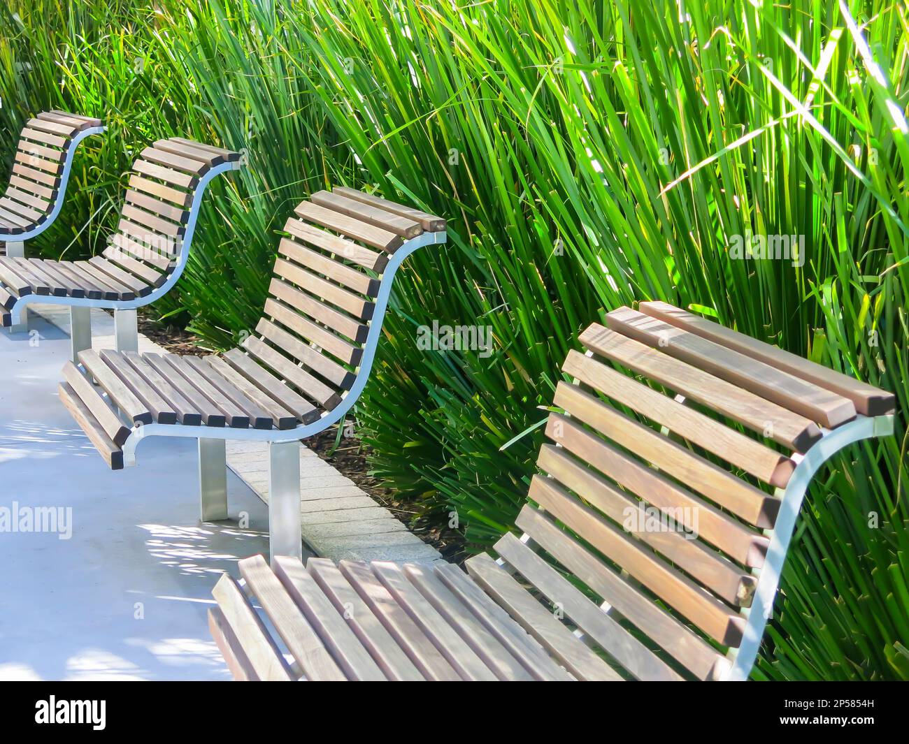 Park Benches in Salesforce Park, San Francisco Stock Photo - Alamy