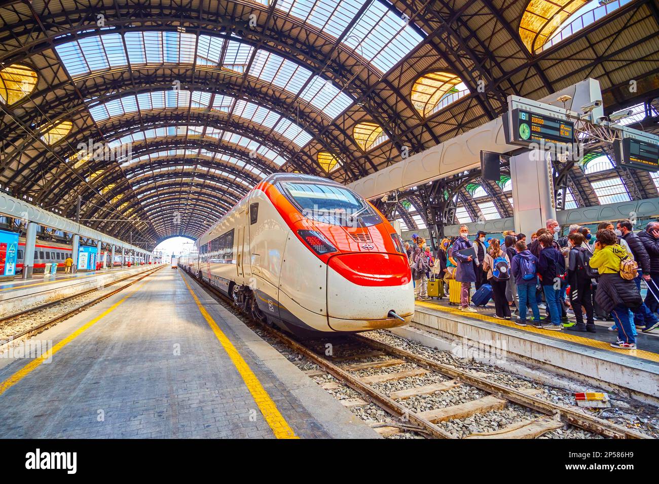 MILAN, ITALY - APRIL 11, 2022: Fast Intercity train of Swiss Railways ...