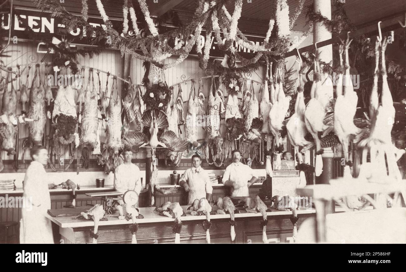 Butcher Shop 1900s Interior, Poultry, Vintage Meat Market, Seattle ...