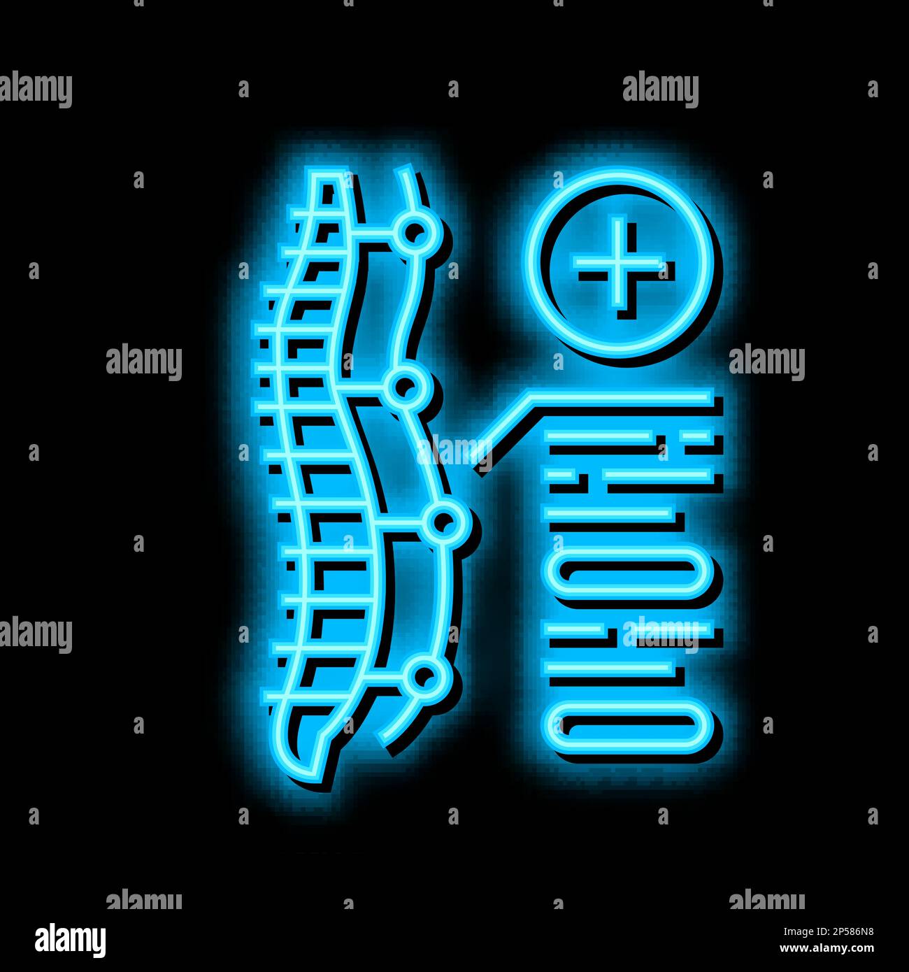 spine stabilization and reconstruction neon glow icon illustration ... spine stabilization and reconstruction neon glow icon illustration ...
