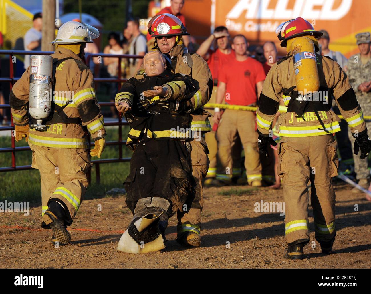Three of the four St Joseph Volunteer Fire Department team, from left ...