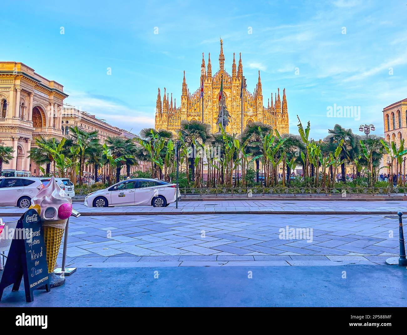 MILAN, ITALY - APRIL 11, 2022: Explore central Milan during senset time ...