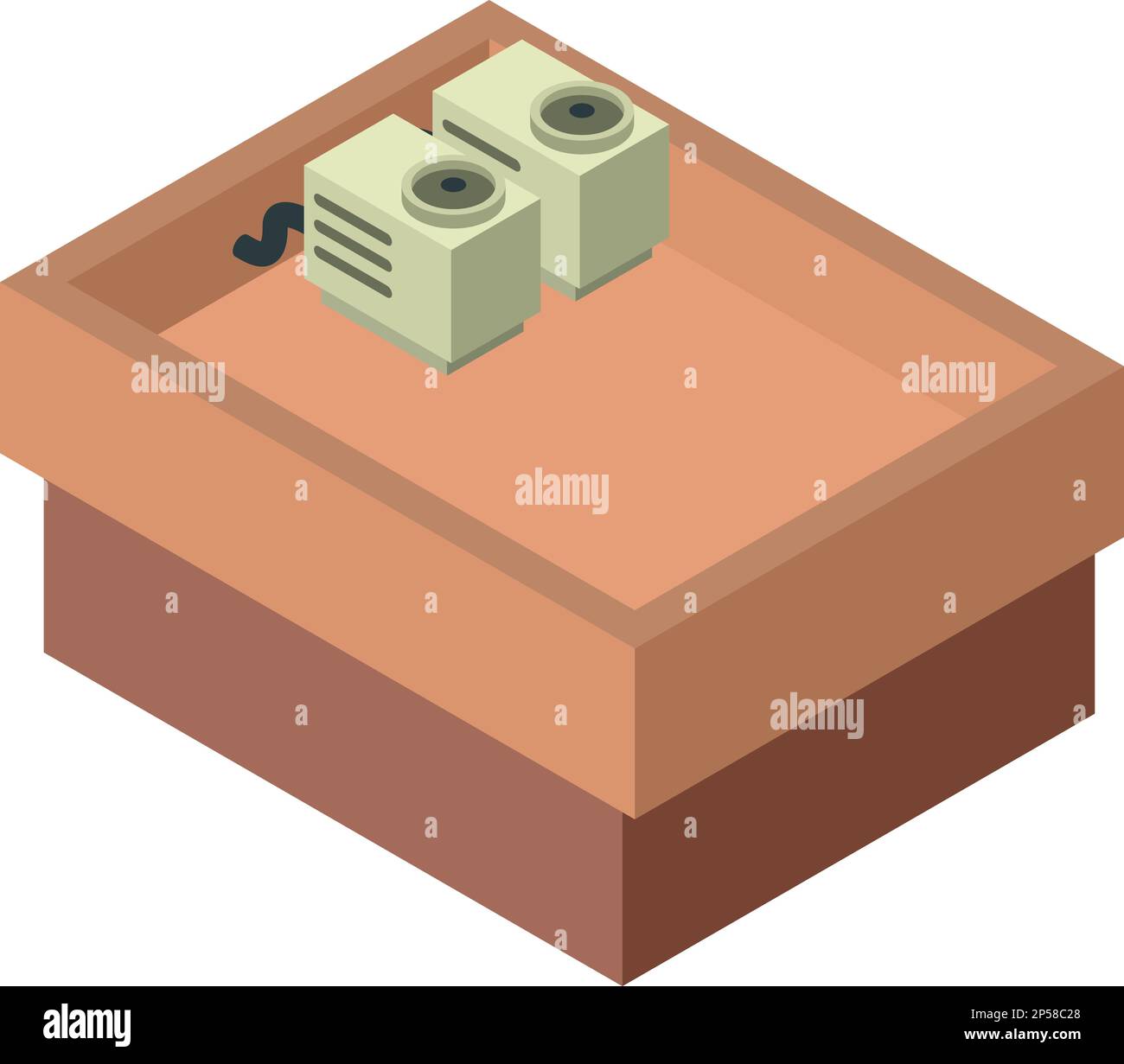 Home roof icon isometric vector. House roof with outdoor unit of air ...