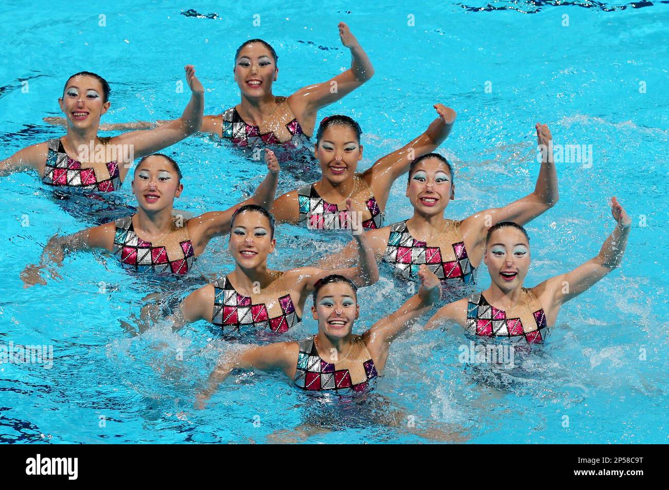 Japan's team perform in the routine of synchronized swimming at the ...