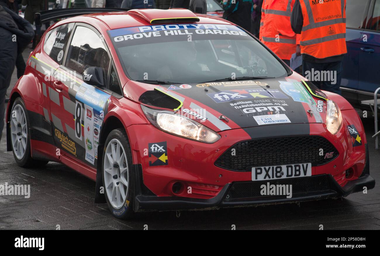 Competitor cars at Reed Group East Riding Stages Rally at start ...