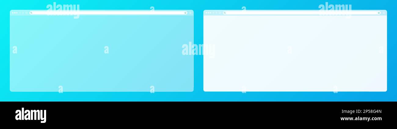 Blank transparent web browser window with toolbar and search field on ...