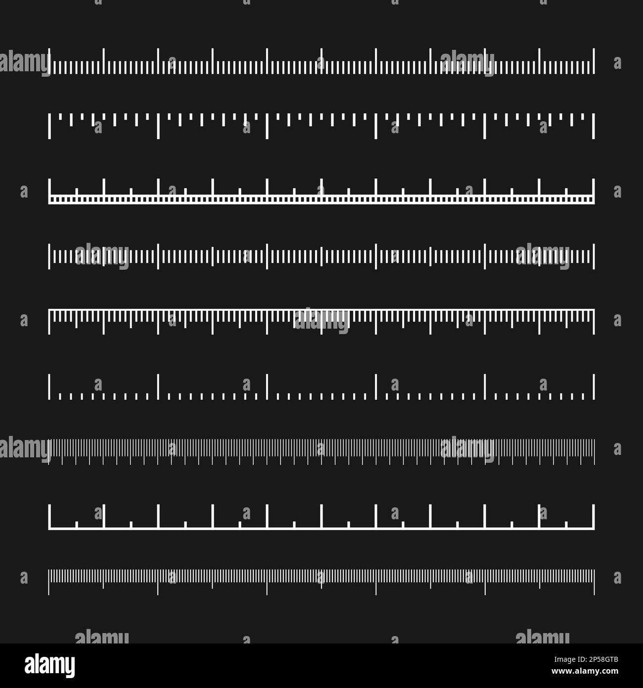 Various measurement scales with divisions. Realistic white scale for ...