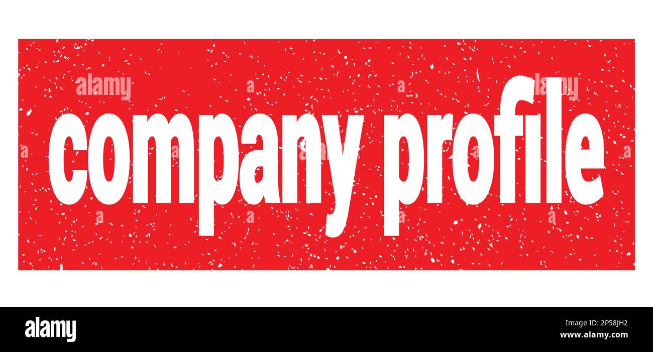 company profile text written on red grungy stamp sign Stock Photo - Alamy