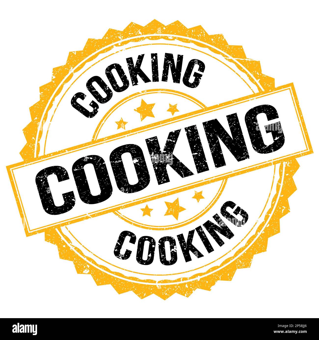 COOKING text written on yellow-black round stamp sign Stock Photo - Alamy