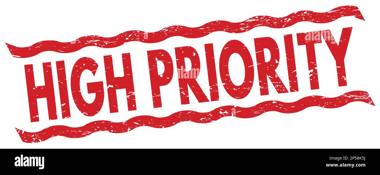 HIGH PRIORITY text written on red lines stamp sign Stock Photo - Alamy