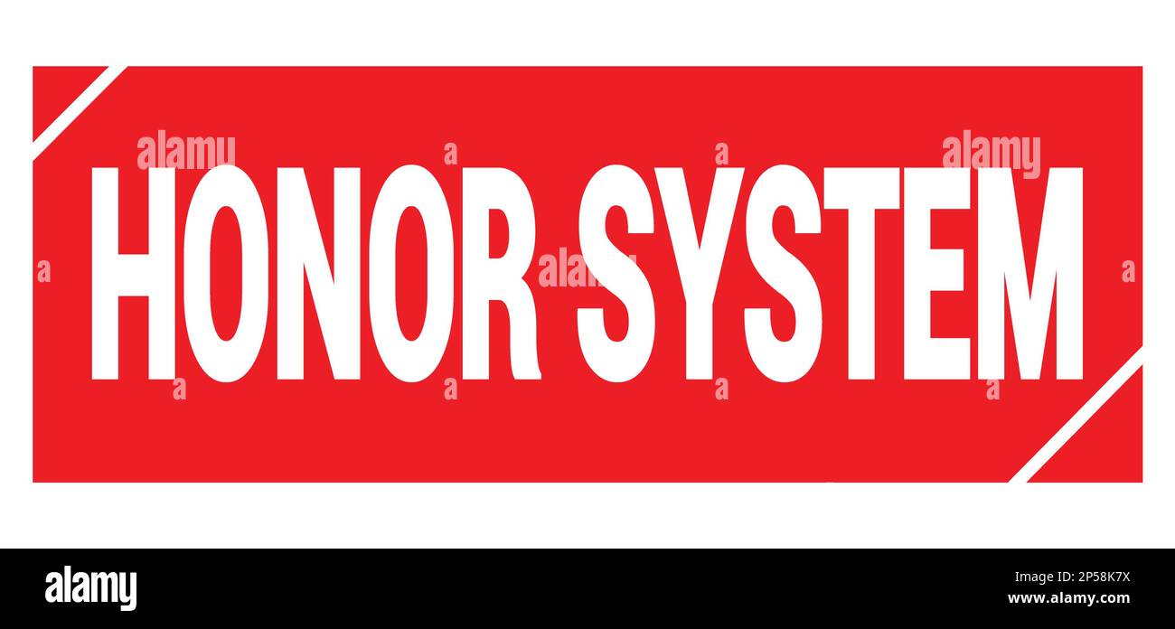 HONOR SYSTEM text written on red grungy stamp sign Stock Photo - Alamy
