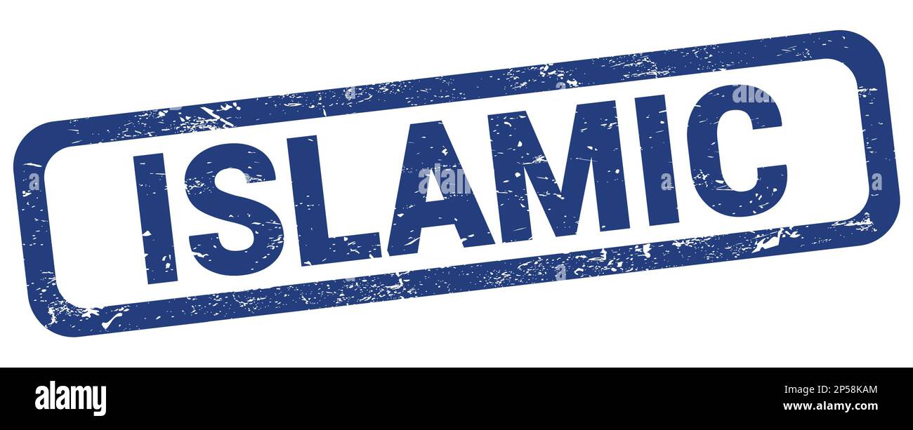 ISLAMIC text written on blue rectangle stamp sign Stock Photo - Alamy