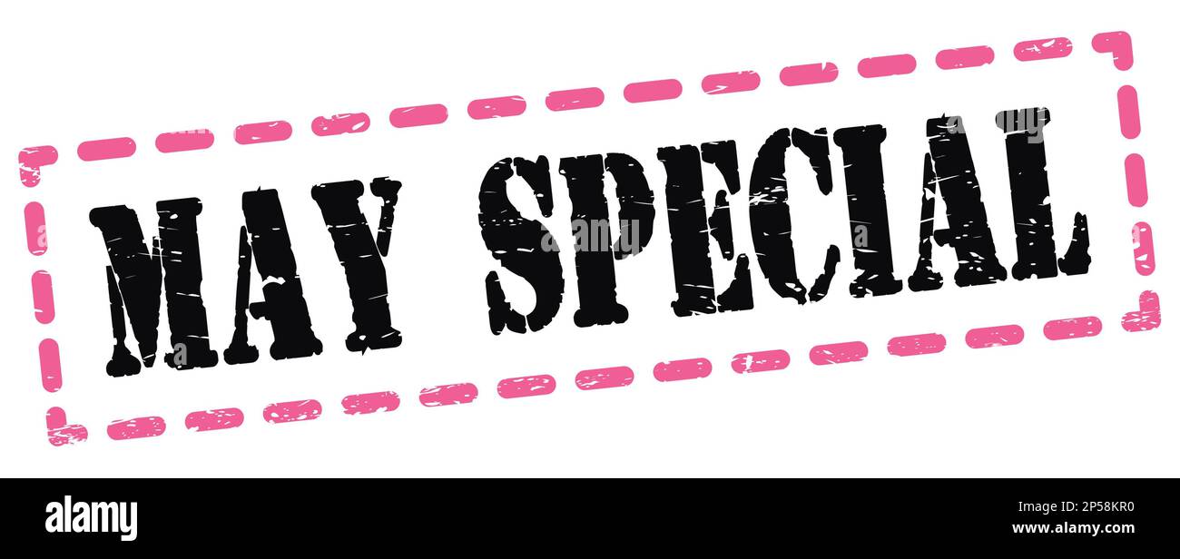 MAY SPECIAL text written on pink-black dash stamp sign Stock Photo - Alamy