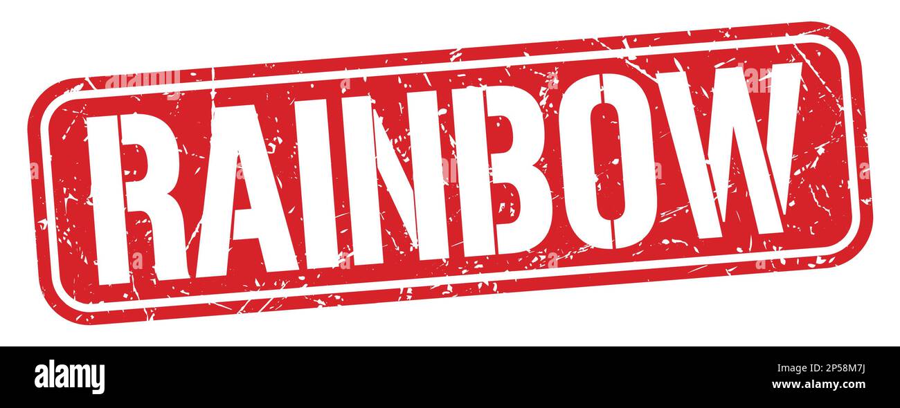 RAINBOW text written on red grungy stamp sign Stock Photo - Alamy