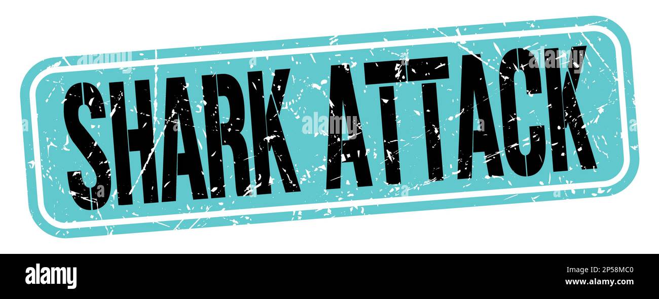 SHARK ATTACK text written on blue-black grungy stamp sign Stock Photo ...
