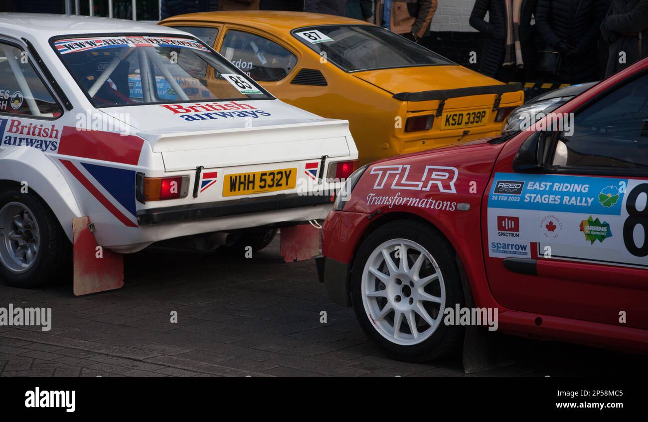 Competitor cars at Reed Group East Riding Stages Rally at start ...