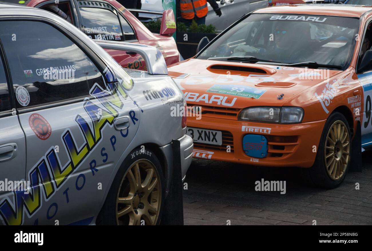 Competitor cars at Reed Group East Riding Stages Rally at start ...