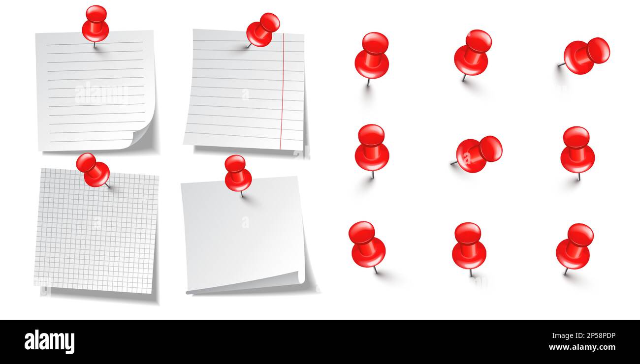 Realistic blank sticky notes isolated on white background. White sheets ...