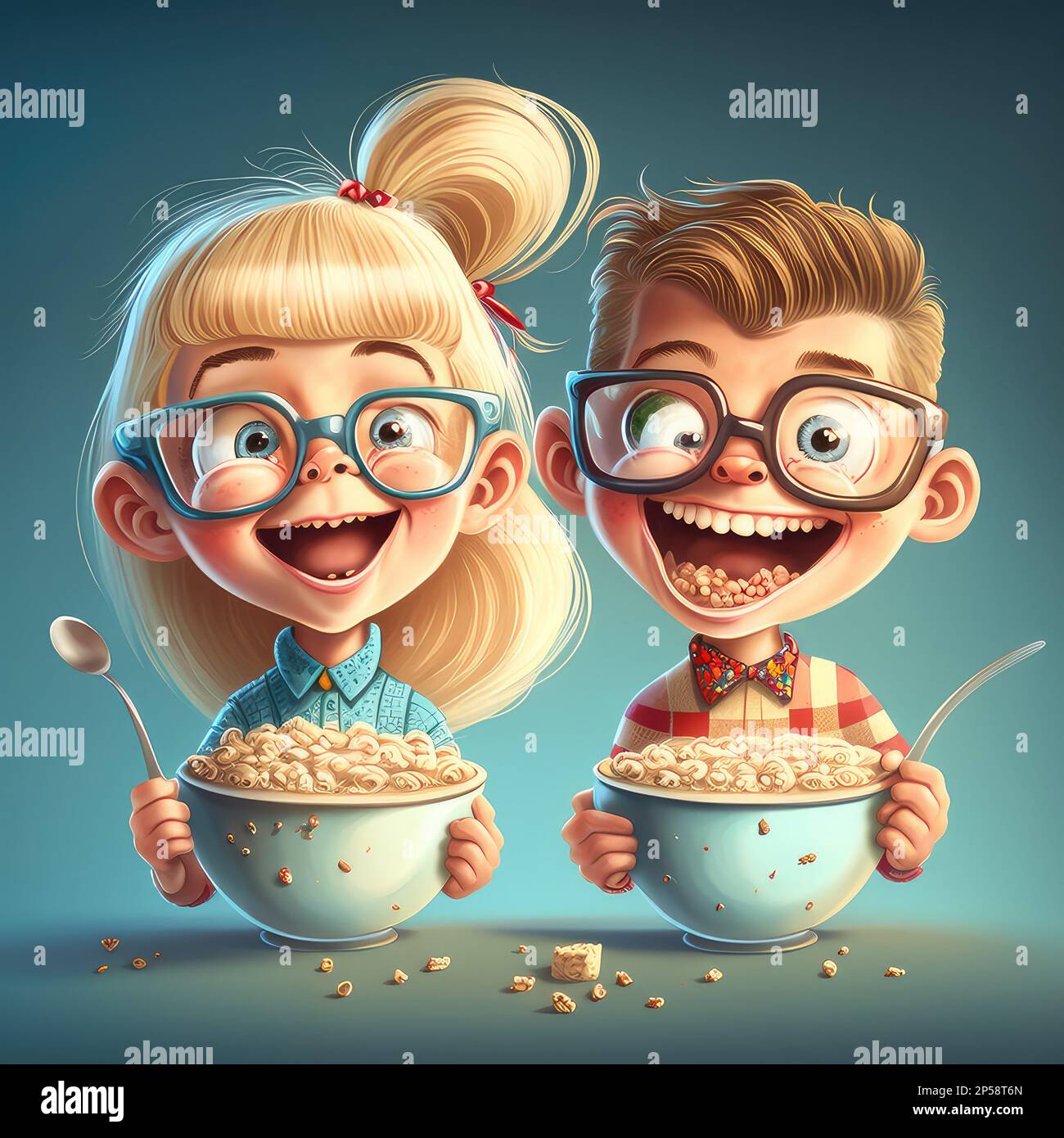 Boy breakfast cartoon illustration hi-res stock photography and images ...