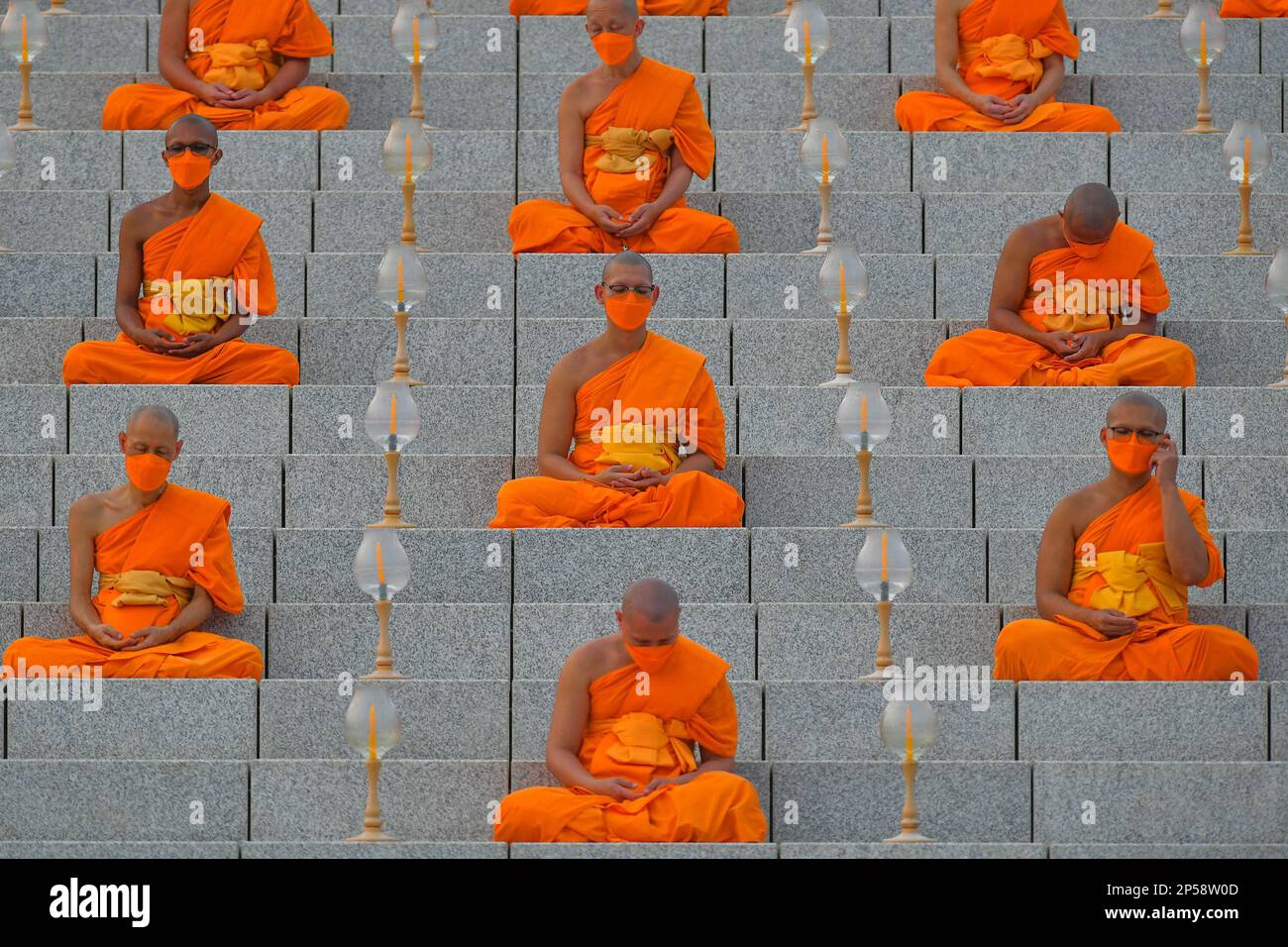 Thailand. 06th Mar, 2023. Buddhist monks sitting in the ceremony of ...
