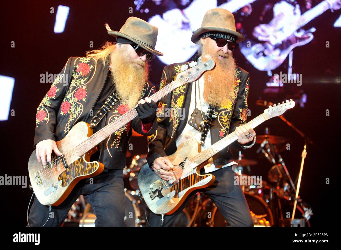Dusty Hill, left, and Billy Gibbons of the U.S. rock band ZZ Top ...