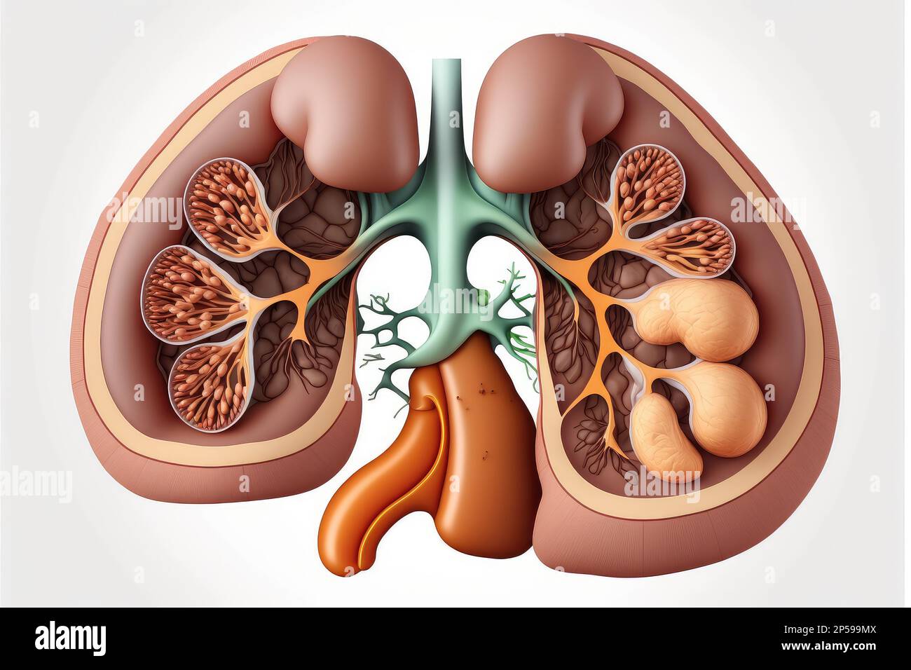 Spleen Cross section illustration isolated on white background Stock ...