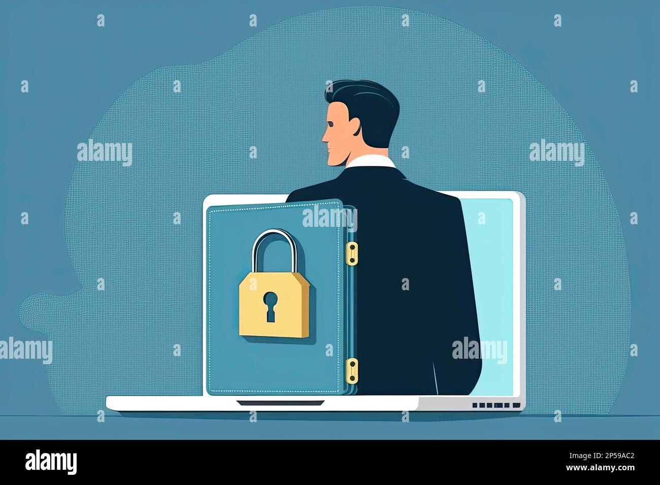 Data protection concept, flat illustration isolated on blue background ...