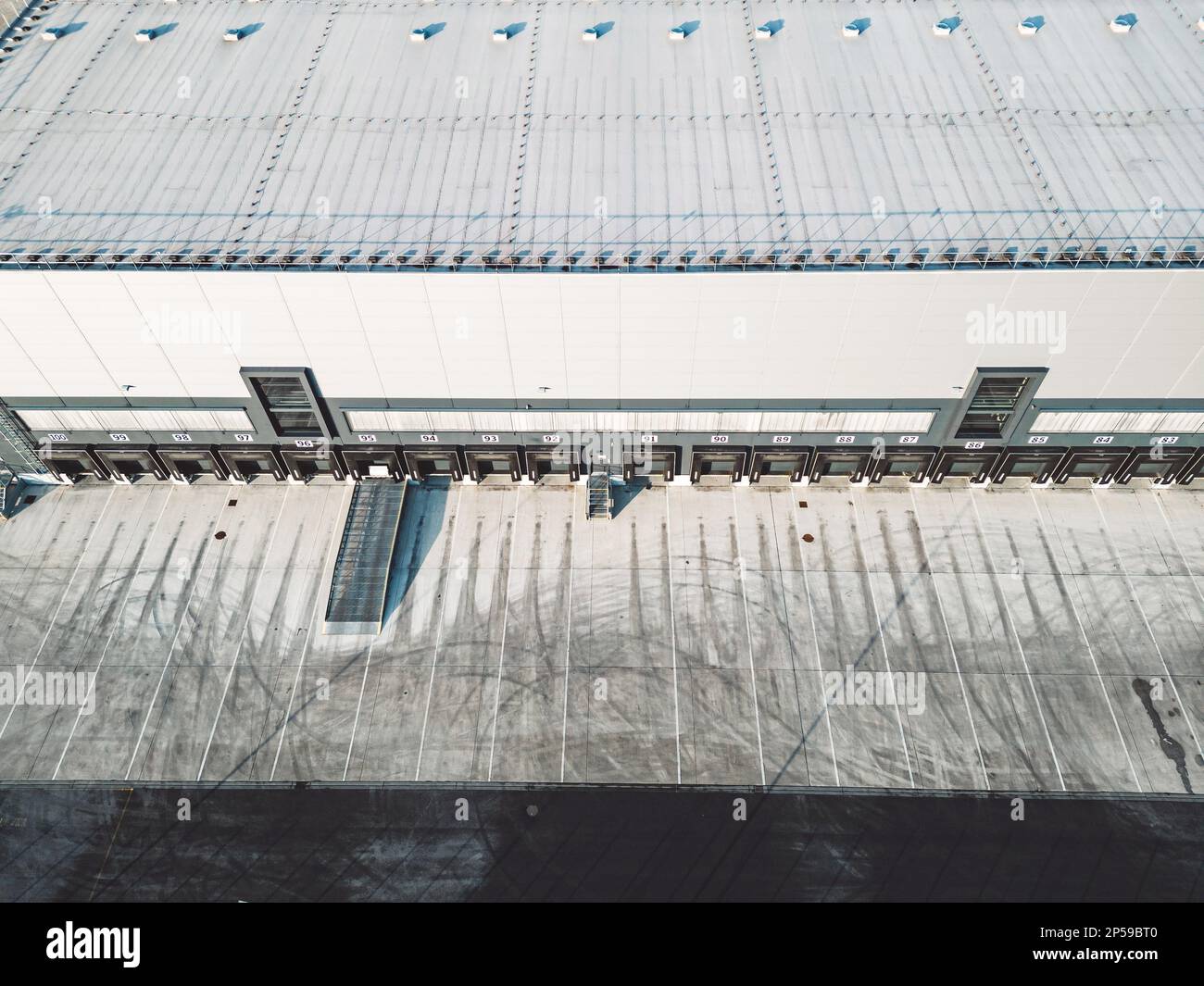Aerial view of empty loading dock at the distribution center Stock ...