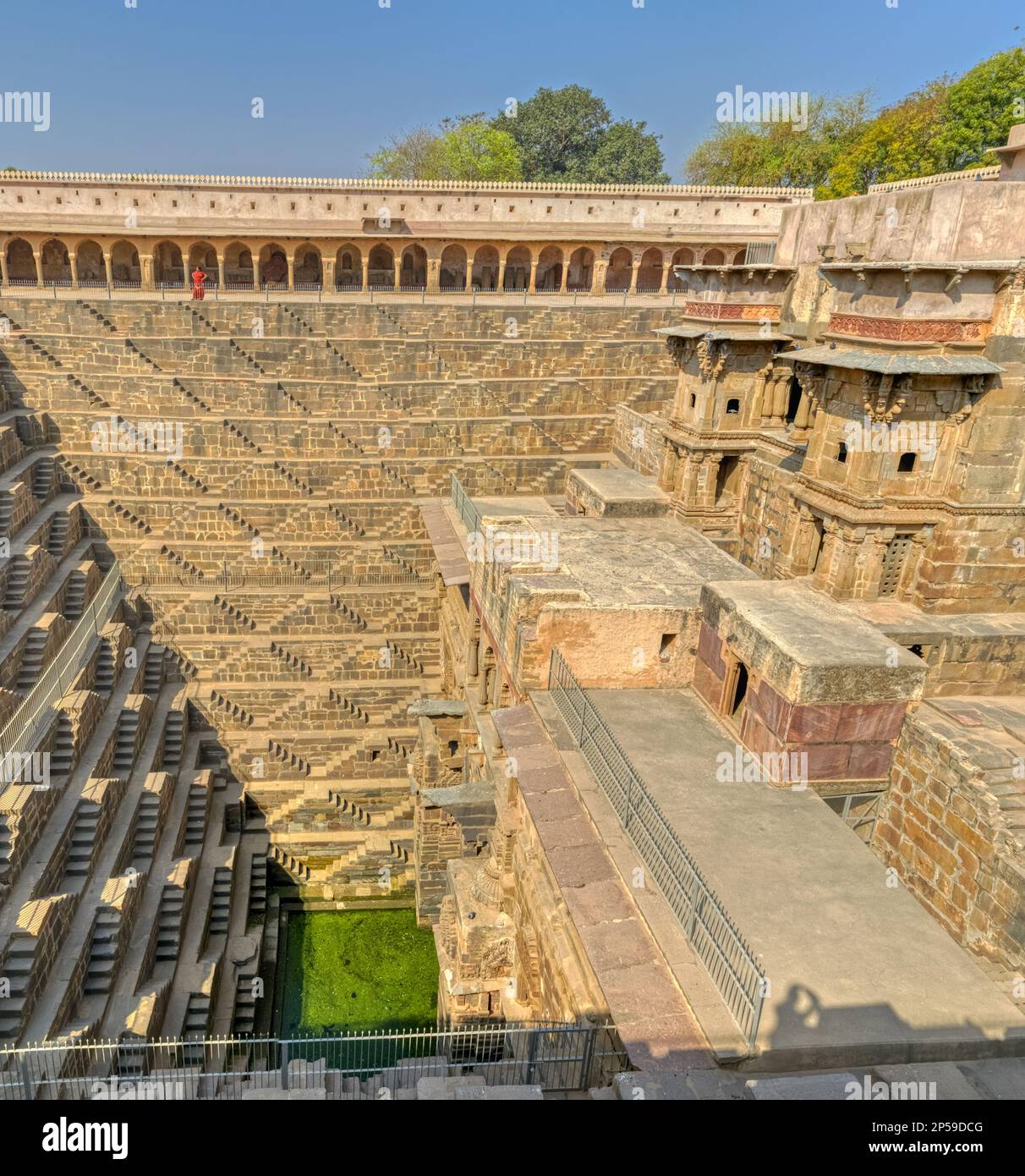 A panorama view across the giant Ancient Chand Baori Stepwell of ...