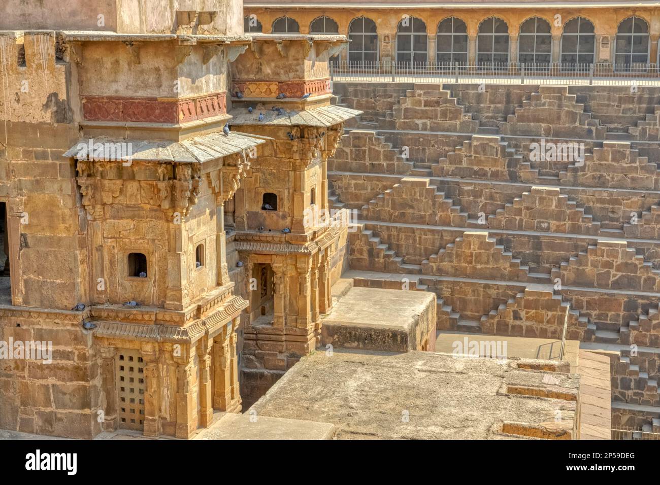 A panorama view across the giant Ancient Chand Baori Stepwell of ...