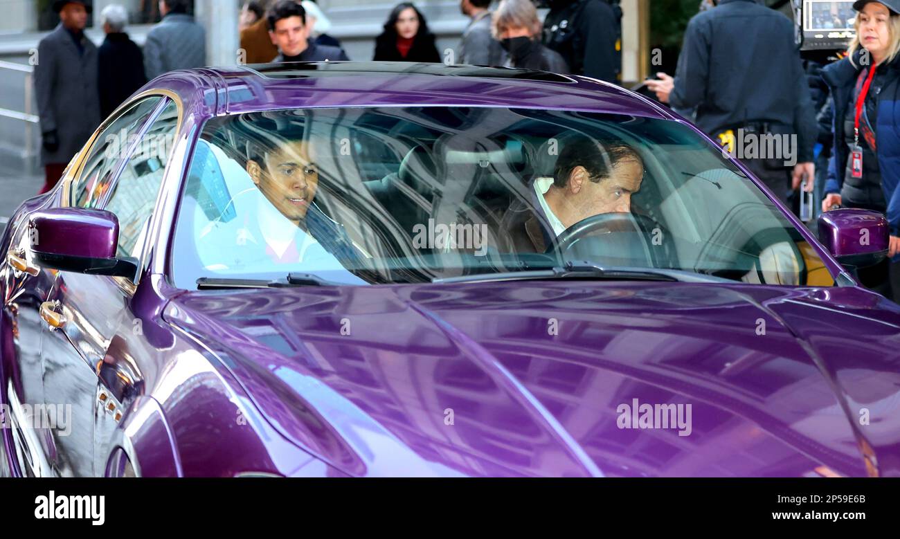 Colin Farrell pictured at "The Penguin" set in Downtown, Manhattan ...