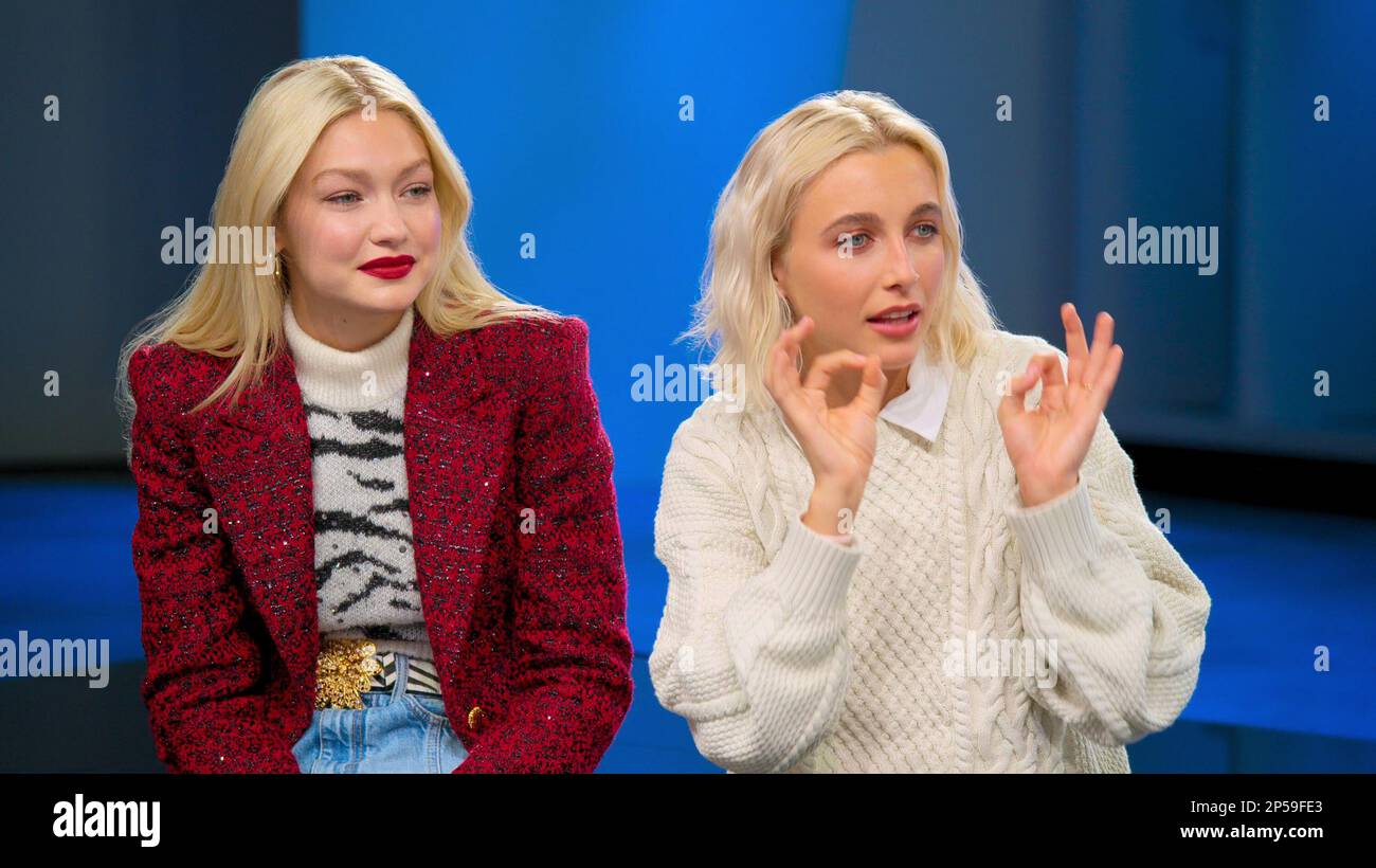NEXT IN FASHION, from left: host Gigi Hadid, judge Emma Chamberlain ...