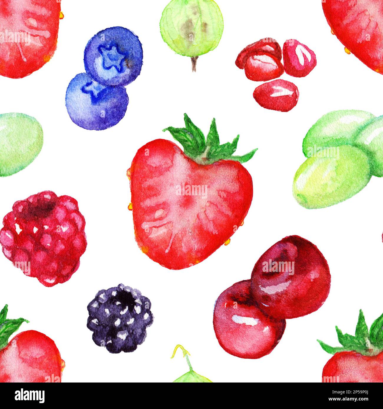 Watercolor berry mix seamless pattern texture background Stock Photo ...