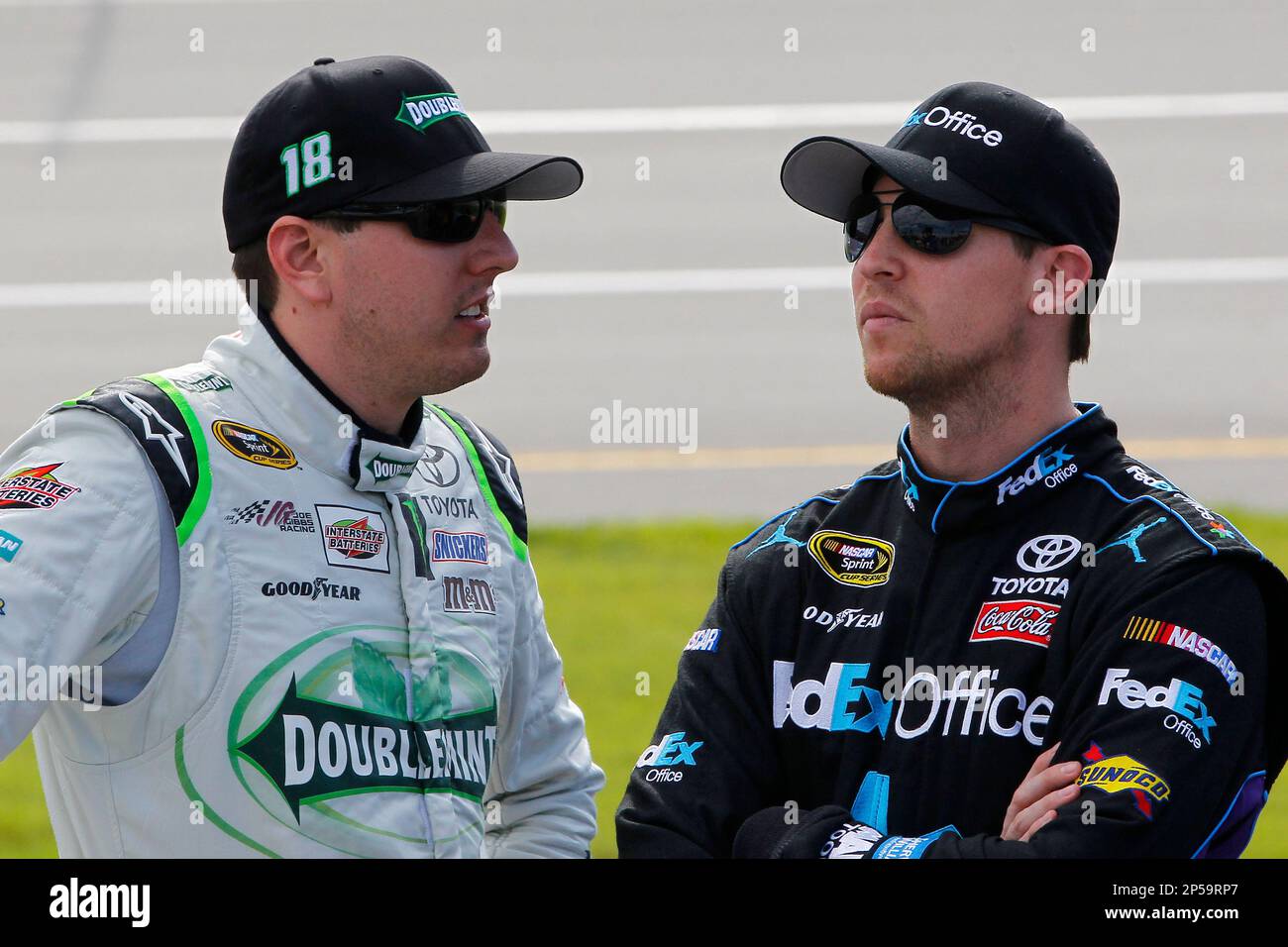 Kyle Busch and Denny Hamlin during qualifying for the NASCAR Sprint Cup ...